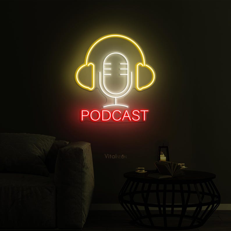 Podcast Neon Sign, Podcast LED Light, Recording Studio Decor, Talk Show ...