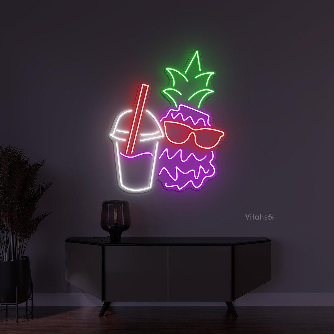Pineapple Neon Sign, Pineapple With Glasses LED Light, Pineapple Surf ...