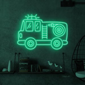 Fire Truck Neon Sign, Fire Truck LED Light, Firefighter Hero Wall Decor ...