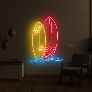 Surfboards Neon Sign, Surfboard Led Wall Light, Surfboard Neon Art ...