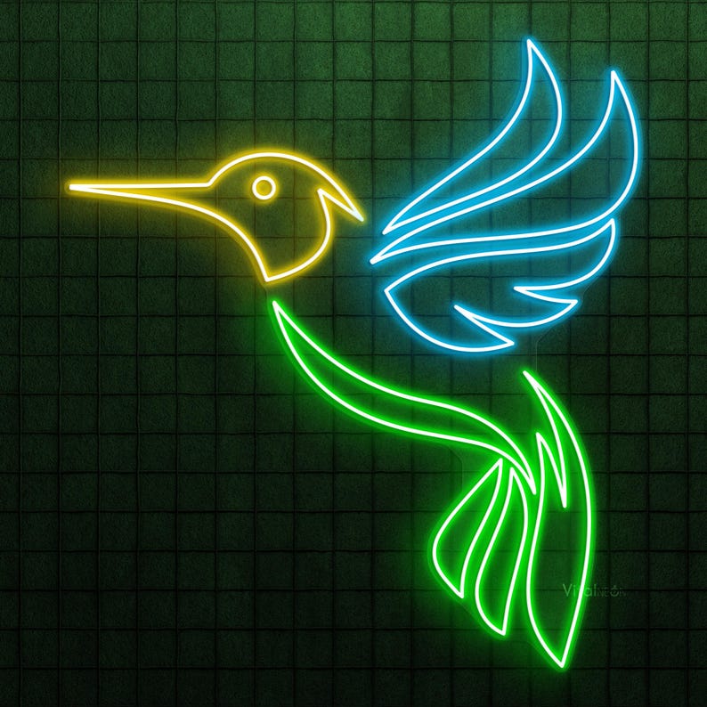 Hummingbird Neon Sign, LED Wall Art, Kids Room Decor - Etsy