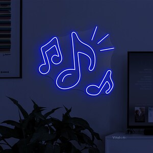 Music Notes Neon Sign, Music Notes Trio LED Light, DJ Room Wall Art ...