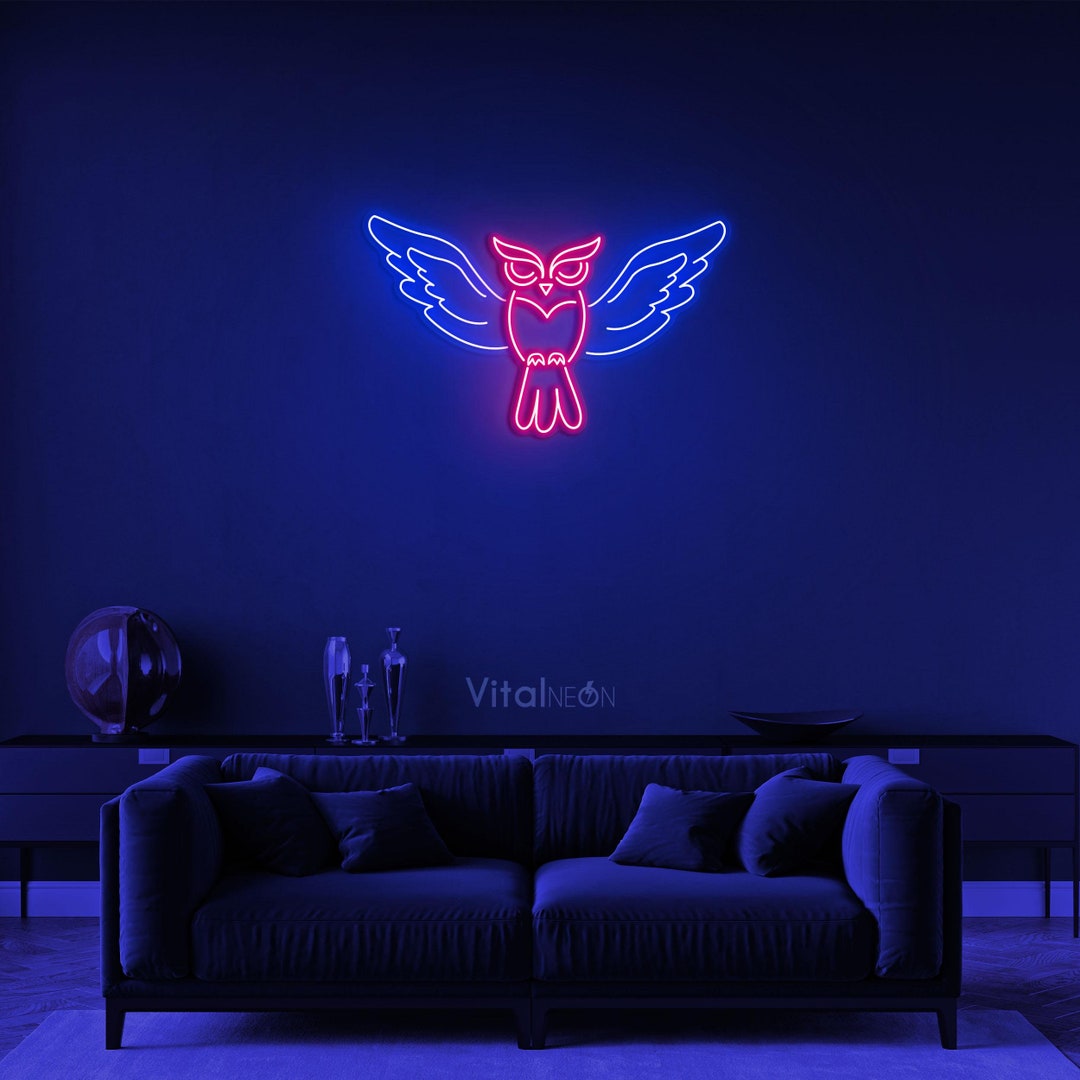 Flying Owl Neon Sign, Flying Owl LED Light, Owl Bird LED Wall Art, Bird ...