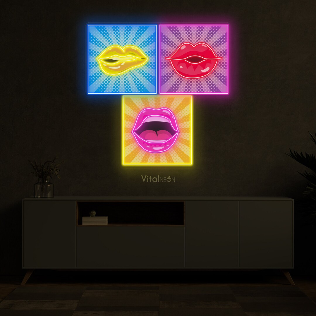 Pop Art Lips Neon Light, Lips Neon Sign, LED Neon Art, Party Decor ...