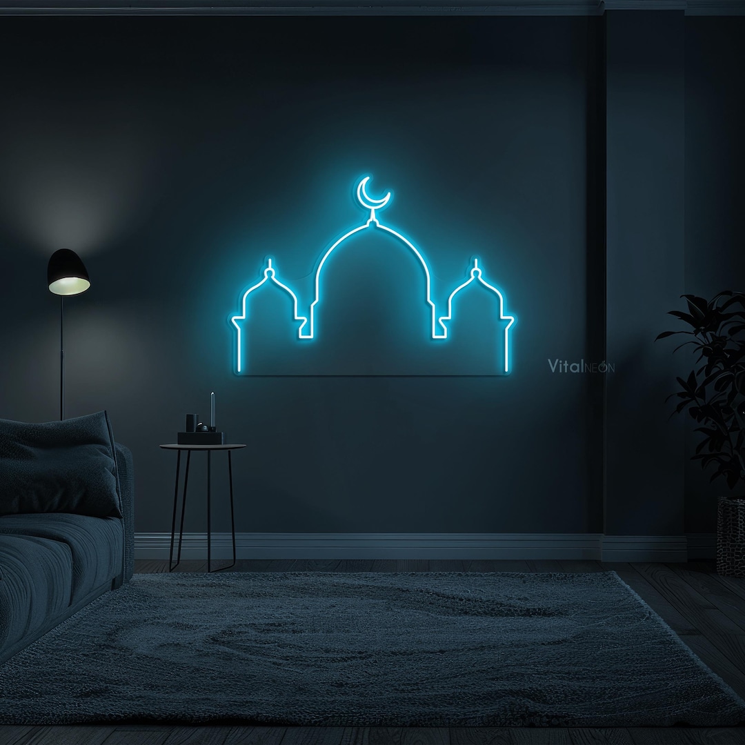 Mosque Neon Sign, Musjid LED Light, Mosque LED Neon Art, Ramadan Neon ...