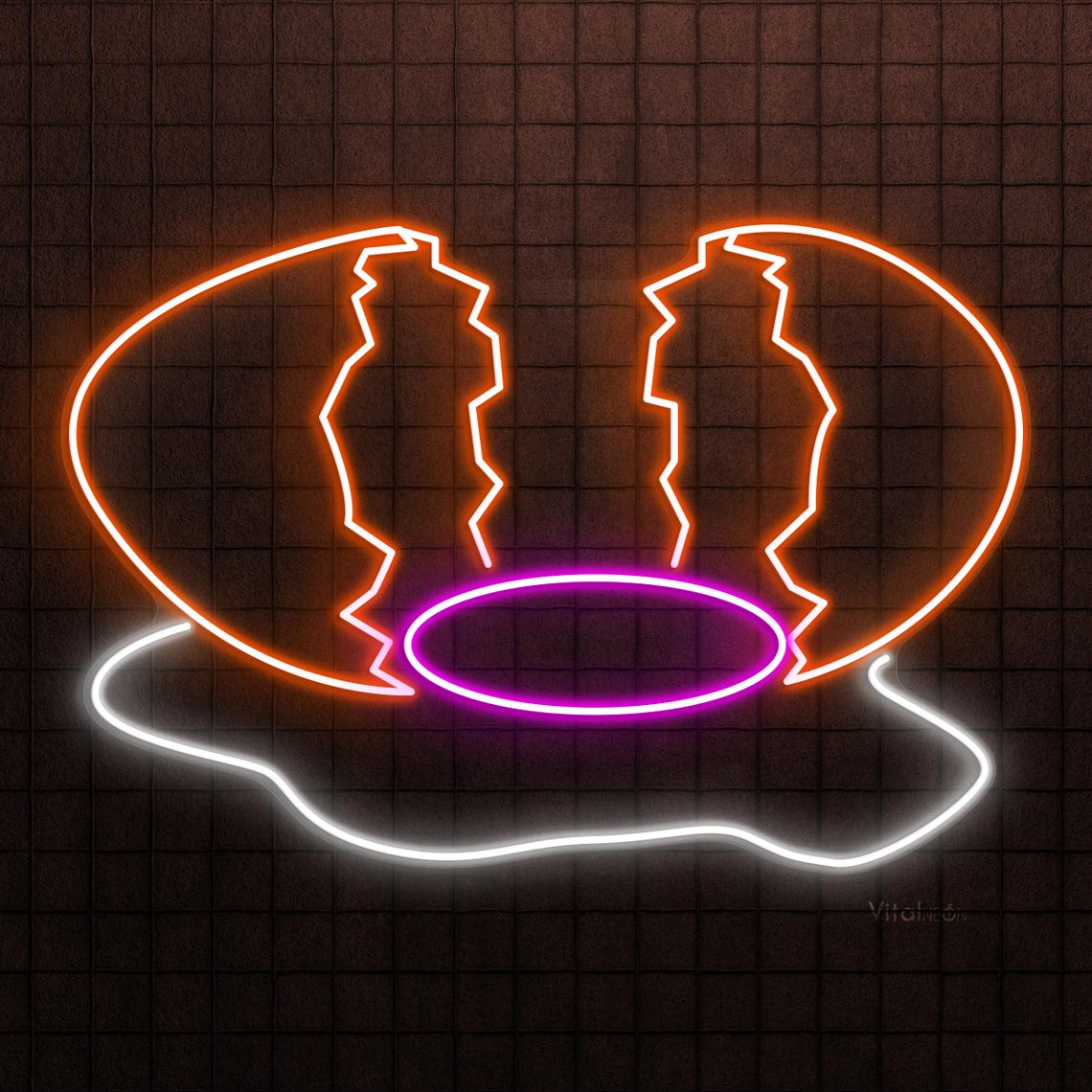 Egg Neon Sign, Broken Egg LED Light, Cracked Egg Wall Art, Breakfast ...