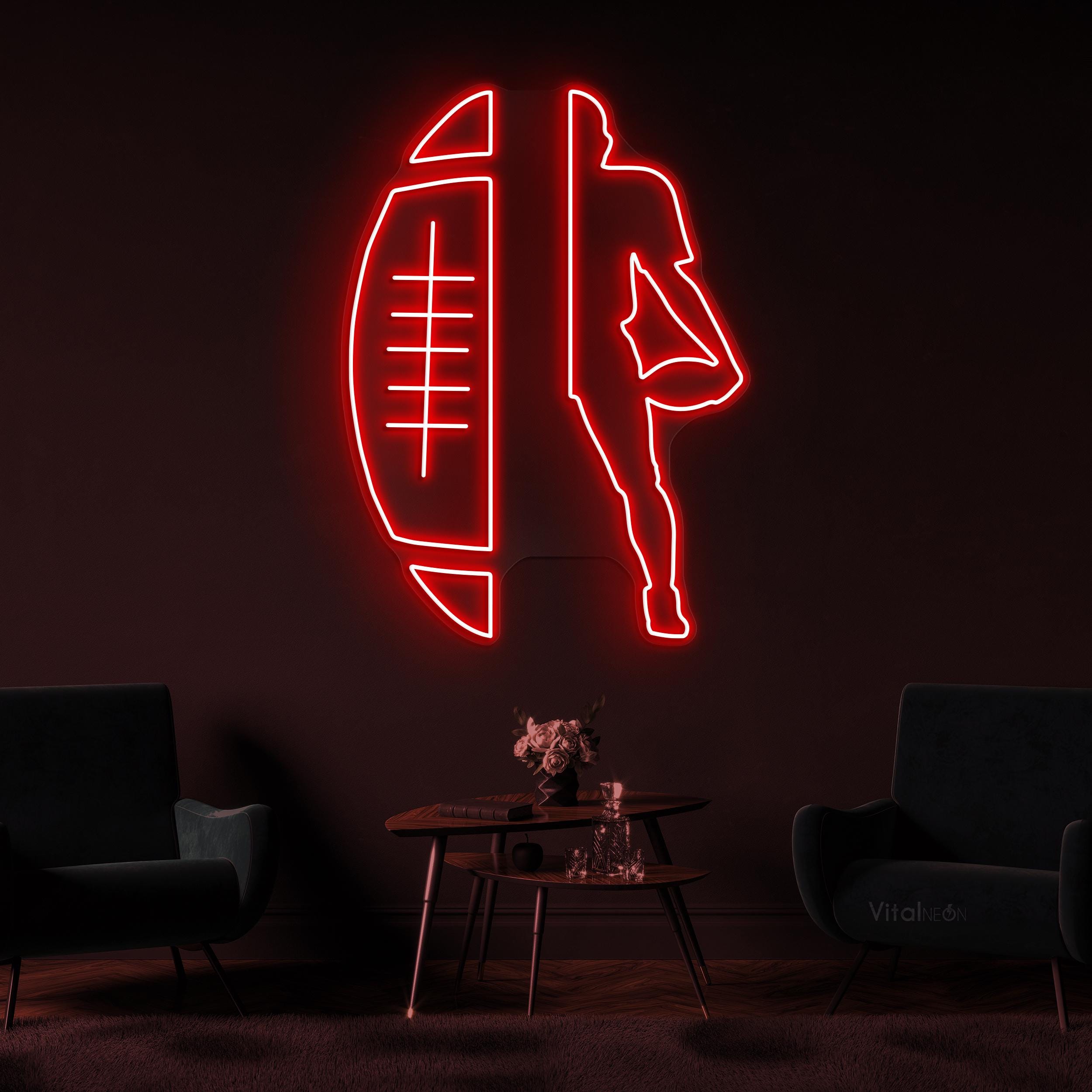 Football Player LED Neon Sign, Game Room Decor - Etsy