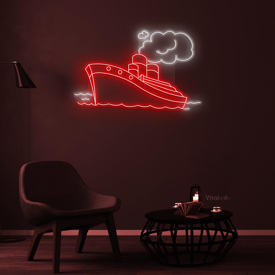 Cruise Ship Neon Sign, Ship LED Light, Steamboat Ship Wall Decor, Ship ...