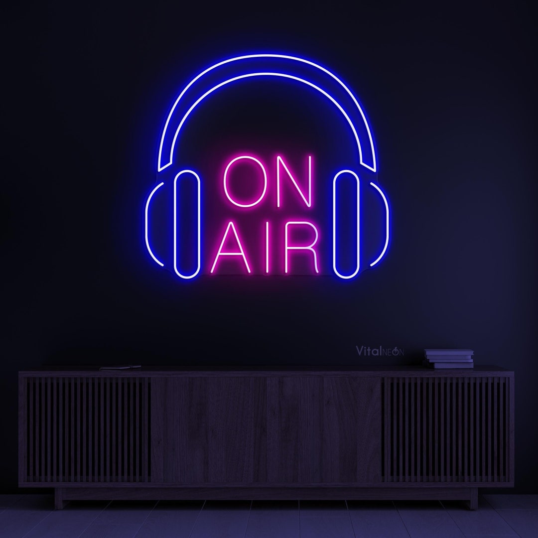 On Air Neon Sign, on Air LED Light, Headphones Wall Decor, Live Show ...