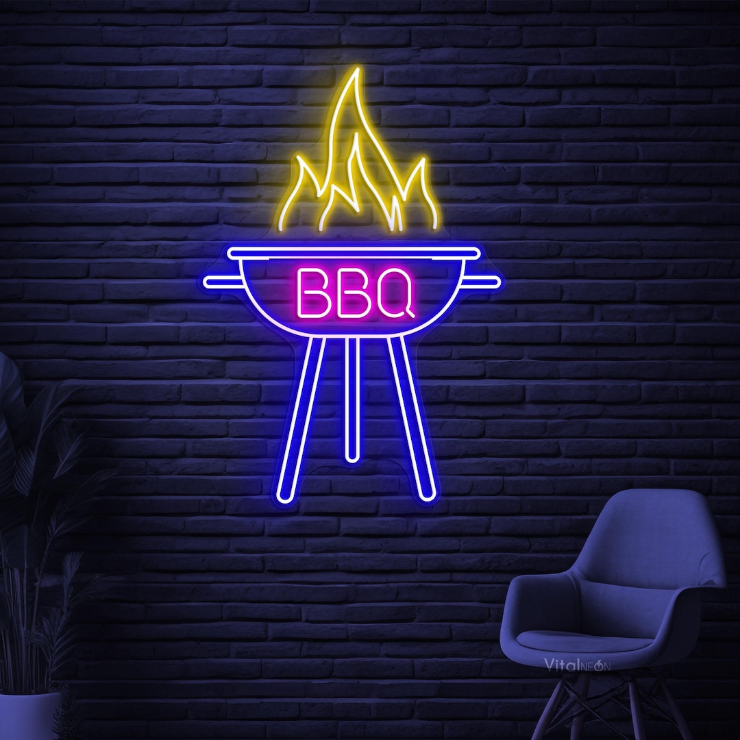 BBQ Neon Sign, Bbq Led Light, Restaurant Wall Decor, BBQ Shop Wall Art ...