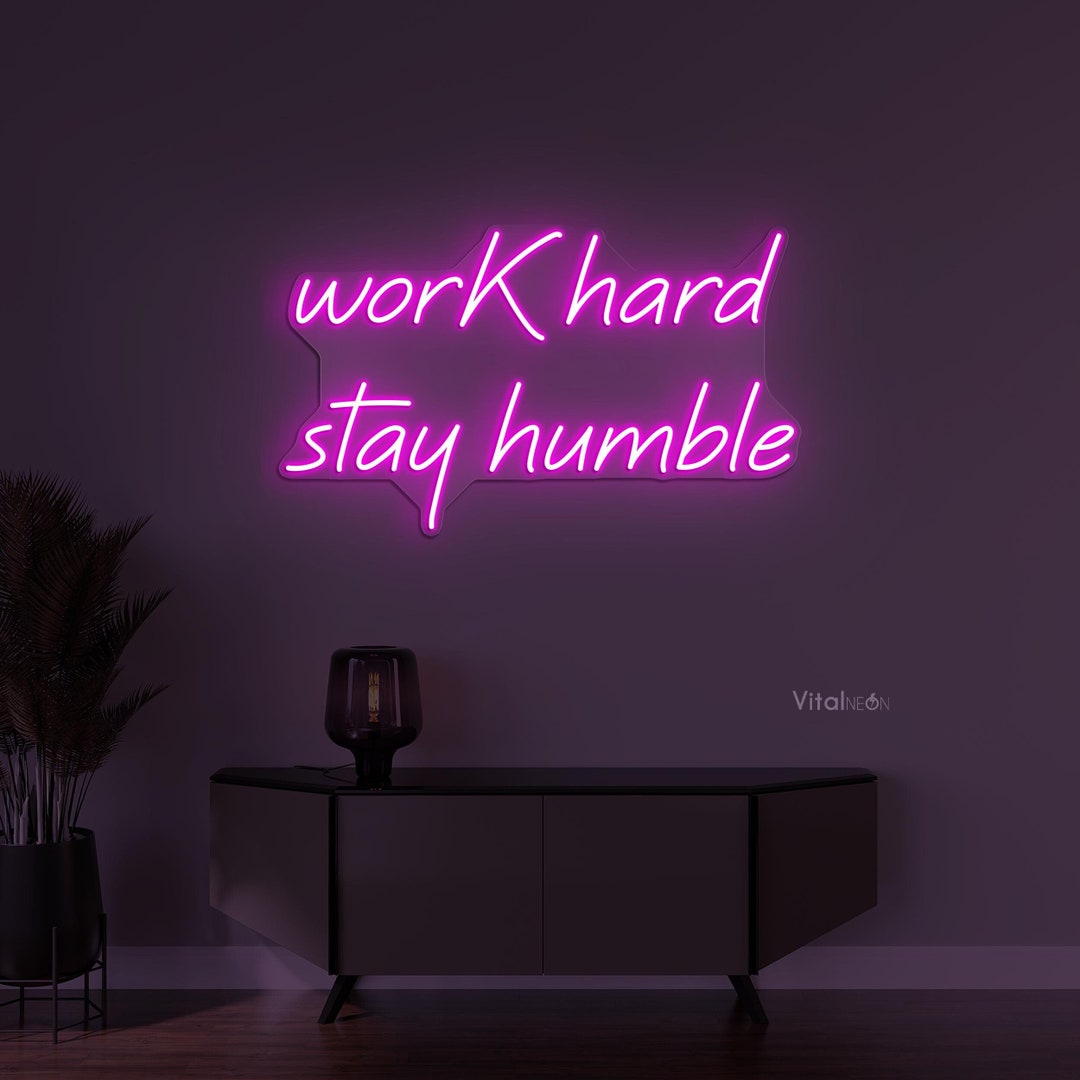 Work Hard Stay Humble" LED Light Neon Sign, Motivational Office Gym ...