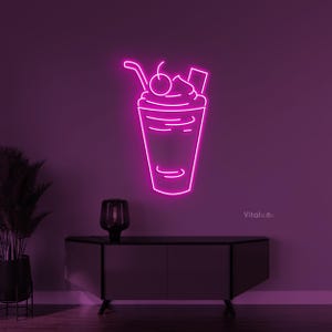 Milkshake Neon Sign, Milkshake LED Light, Sweet Trea Wall Art, Dessert ...