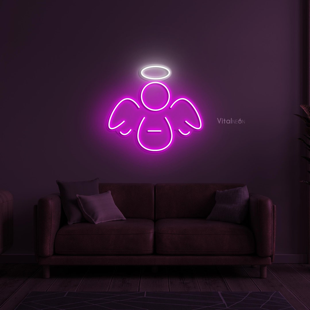 Guardian Angel Neon Sign, Guardian Angel LED Light, Wings LED Neon Art ...