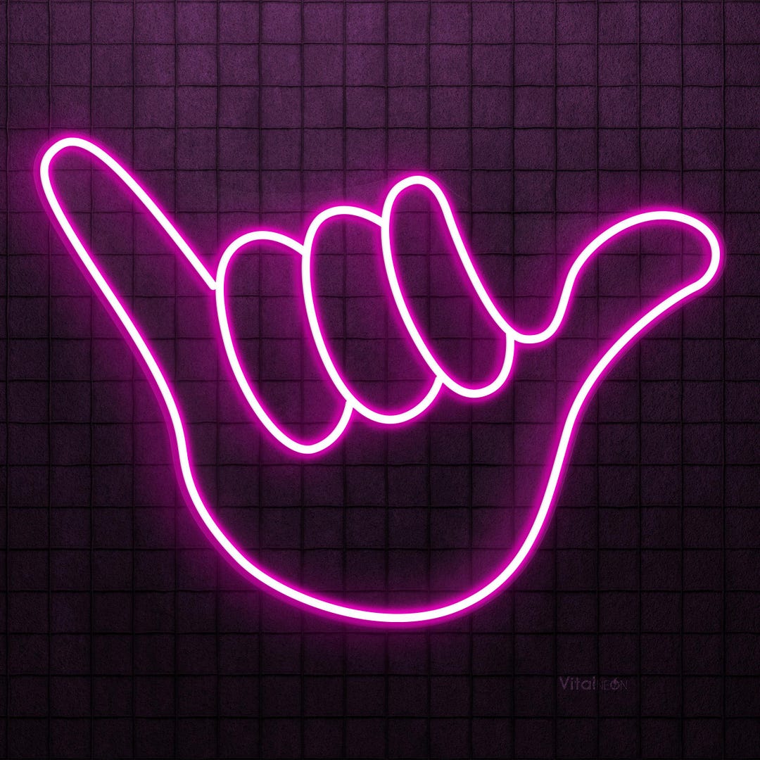 Hand Neon Sign, Shaka Hand LED Light, Hang Loose Wall Art, Boho Room ...