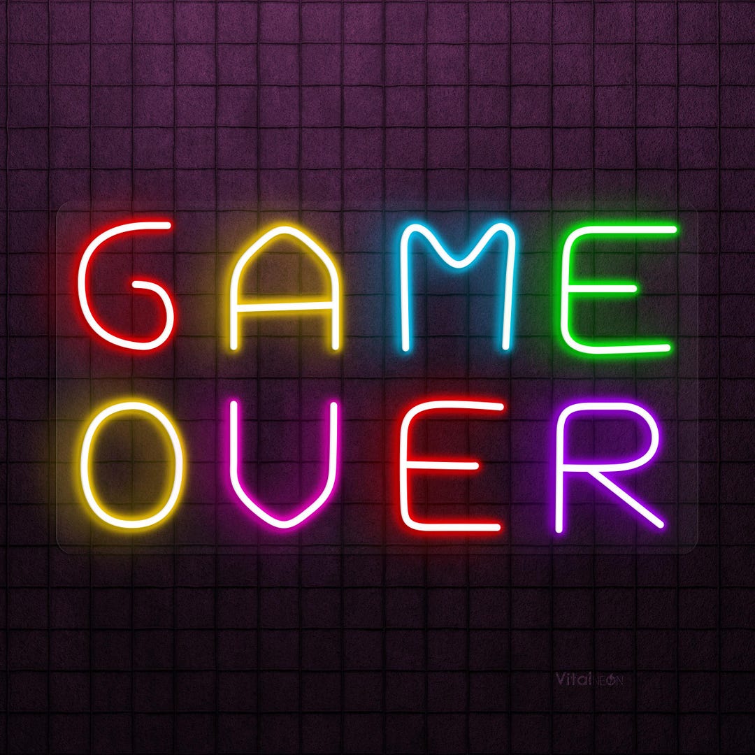 Game Over Neon Sign, Game Over LED Light, Gamer Zone Wall Decor, Arcade ...