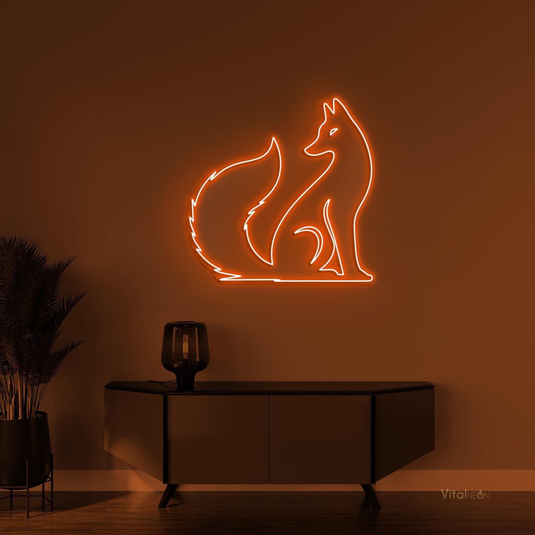 Fox Neon Sign, Fox LED Light, Cute Foxy Wall Art, Kids Room Decor, Wild ...