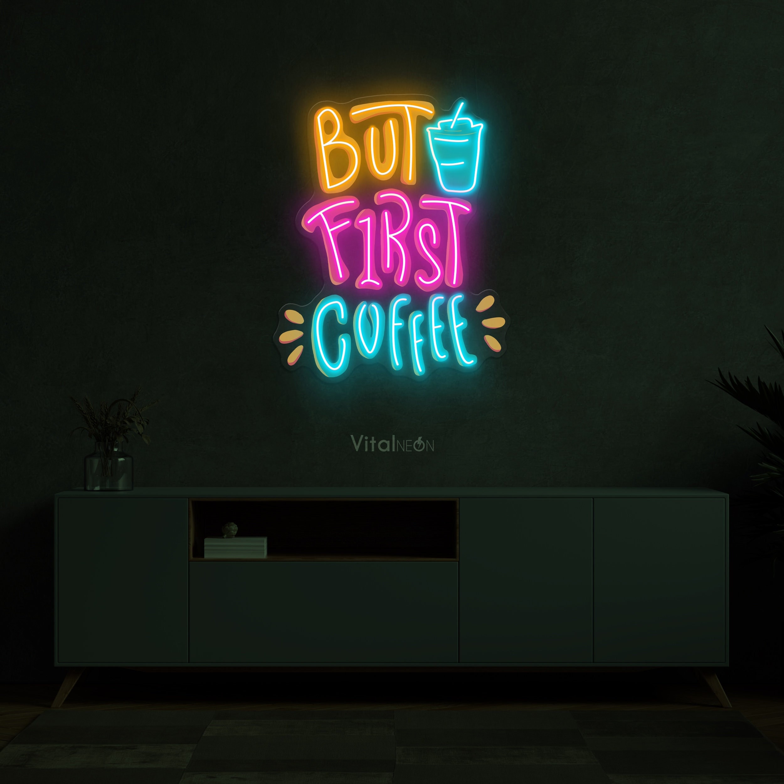 Coffee Pop Neon Light, but First Coffee Neon Sign for Cafe, Bar, Shop ...