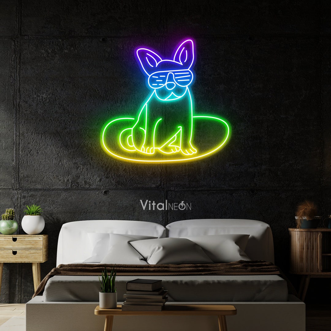French Bulldog Neon Sign, LED Dog Art, Puppy Night Light, Gift for ...