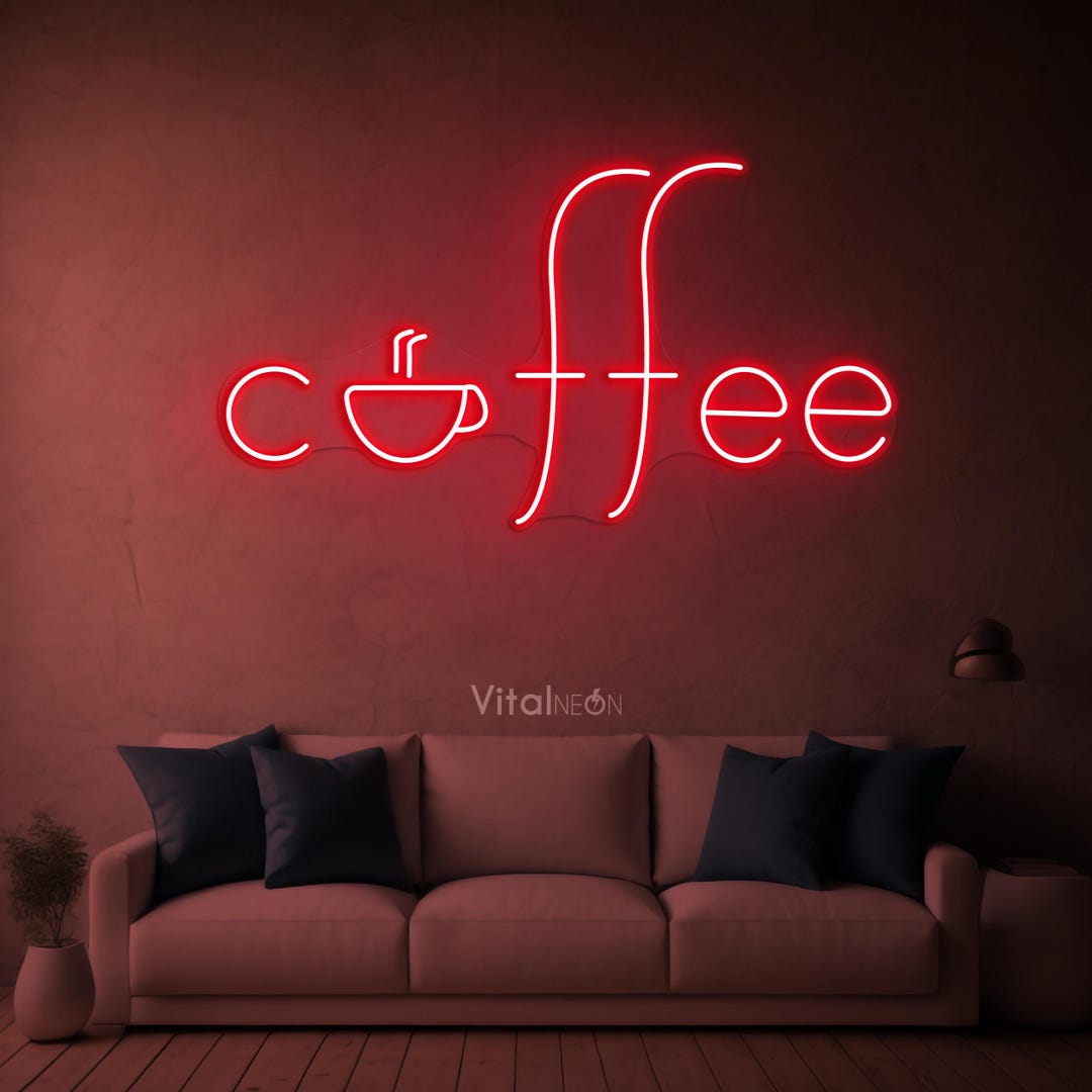 Coffee Neon Sign, Coffee LED Light, Coffee Cup Wall Art, Coffee Cup ...