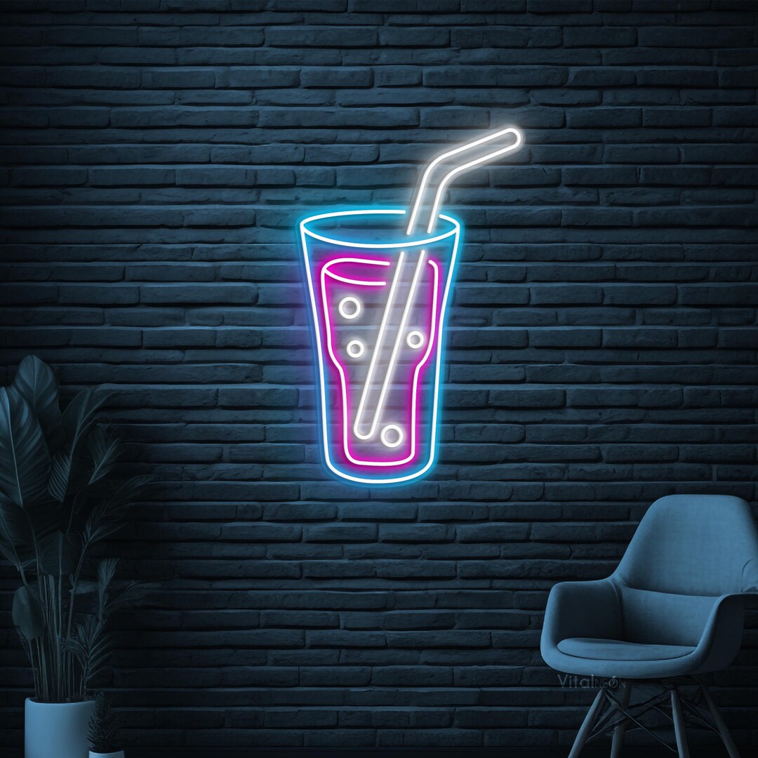 Juice Neon Sign, Drink LED Light, Bar Wall Decor, Juice Shop Wall Art ...