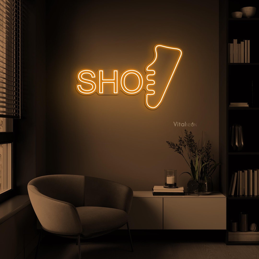Sho Neon Sign, Shoe LED Light, Shoes Wall Decor, Shoes Shop Wall Art ...