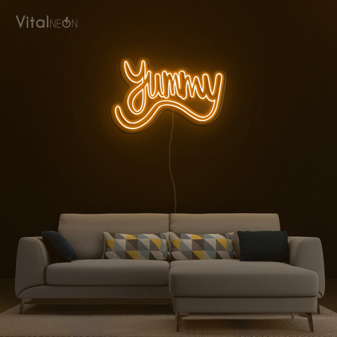 Yummy Neon Sign, Custom LED Light, Restaurant Decor, Neon Wall Art ...