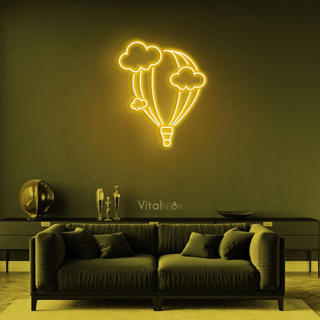Air Balloon Neon Sign, Air Balloon With Cloud LED Light, Adventurous ...