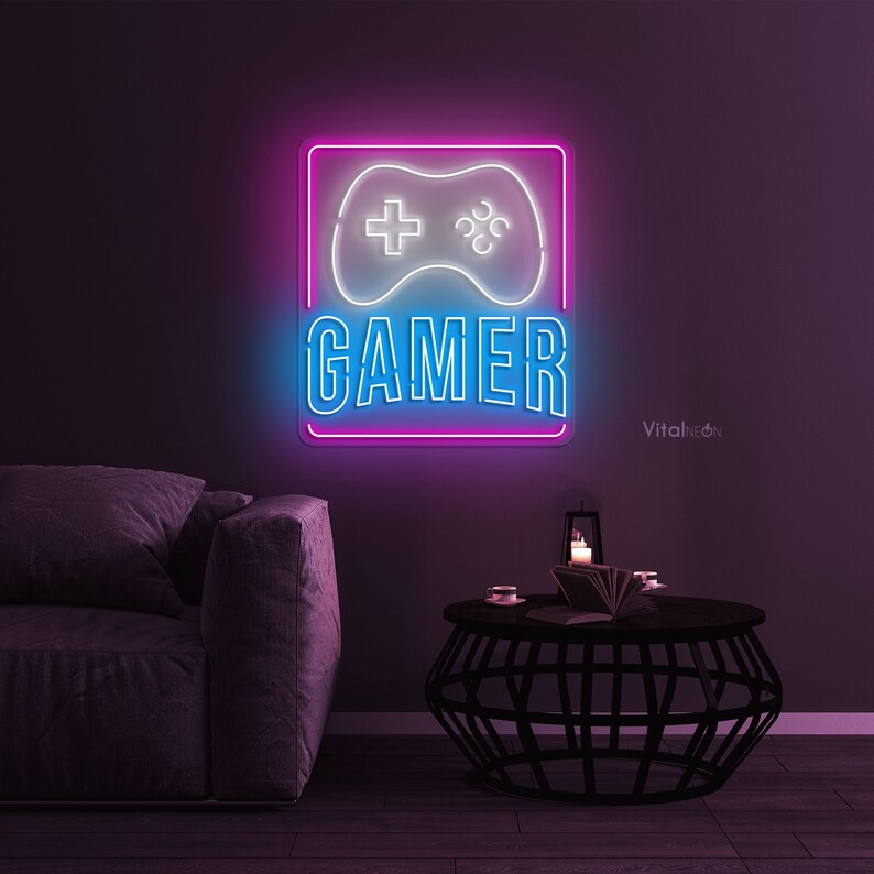 Gamer Neon Sign LED Light Game Controller Wall Art Custom Gaming Room ...
