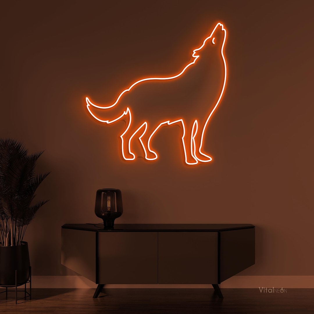 Wolf Neon Sign, Wolf LED Light, Howling Wolf Wall Decor, Kids Room Neon ...