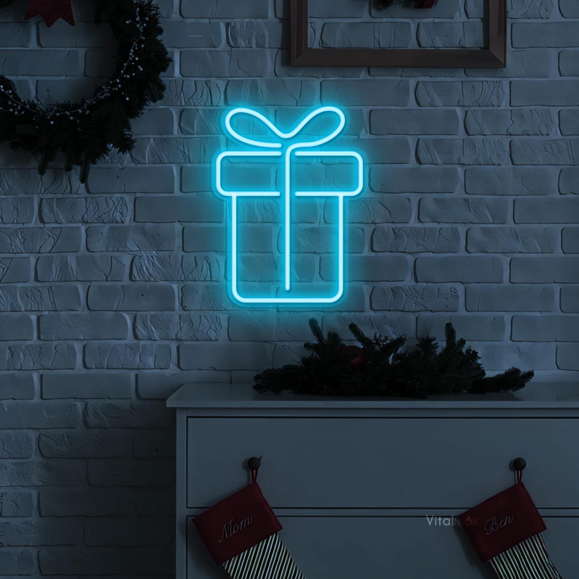 Christmas Gift Box Neon Sign, Christmas Gift Box LED Light, Valentine's ...