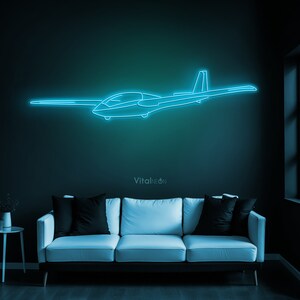 Glider Plane Neon Sign, Flying Glider Plane LED Light, Kids Room Decor ...