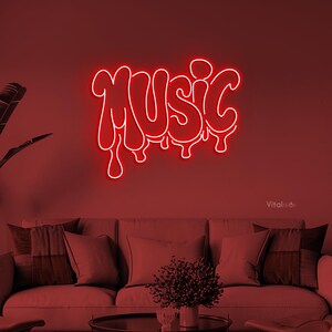 Dripping Music Neon Sign, Dripping Music LED Light, Music Wall Decor ...