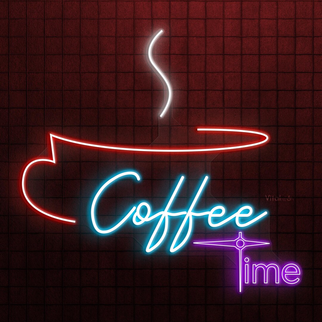 Coffee Time LED Neon Sign, Cafe Wall Art, Home Decor - Etsy