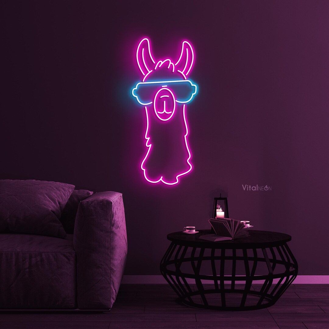 Llama With Sunglasses LED Light Neon Sign Wall Art Home Kids Gift - Etsy