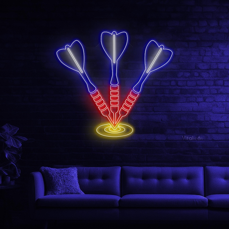 Darts Neon Sign LED Light Target Dartboard Wall Art Club Game Room Bar ...