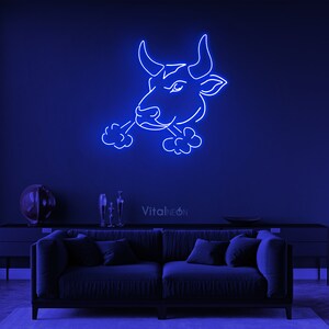 Bull Neon Sign, Bull Head Light Sign, Longhorn Bull Light, LED Bull ...