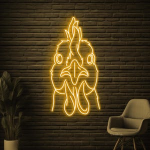 Rooster Neon Sign, Rooster Chicken LED Light, Hen Head Neon Art, Home ...