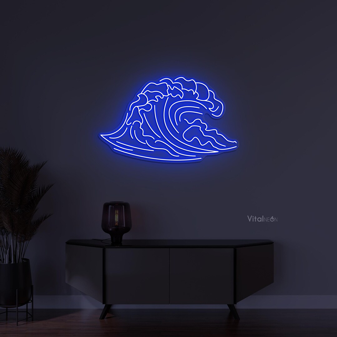Wave Neon Sign, Wave LED Light, Sea Wave Wall Decor, Custom Neon Sign ...
