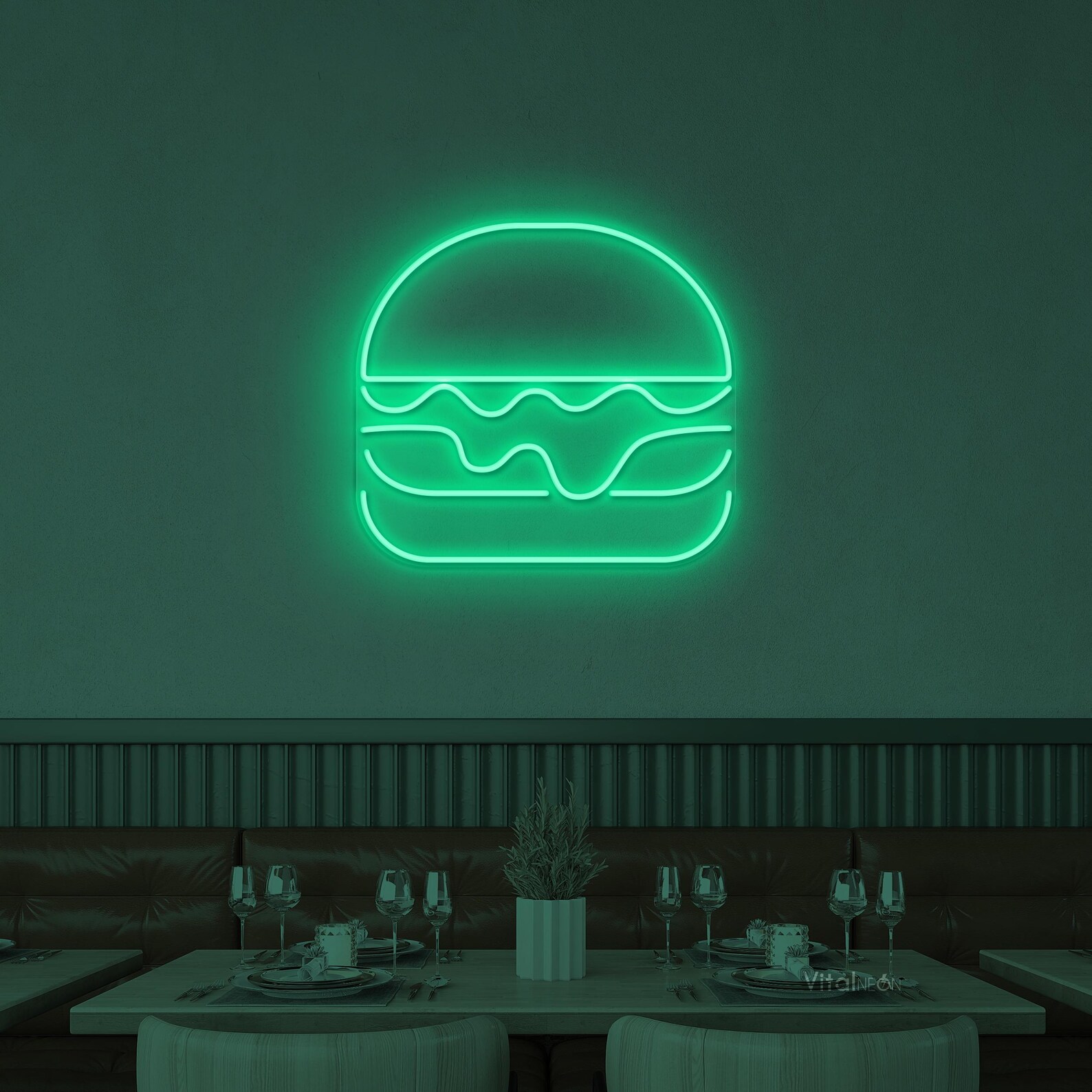 Burger Neon Sign LED Hamburger Wall Art Shop Decor Kitchen Diner Fast ...