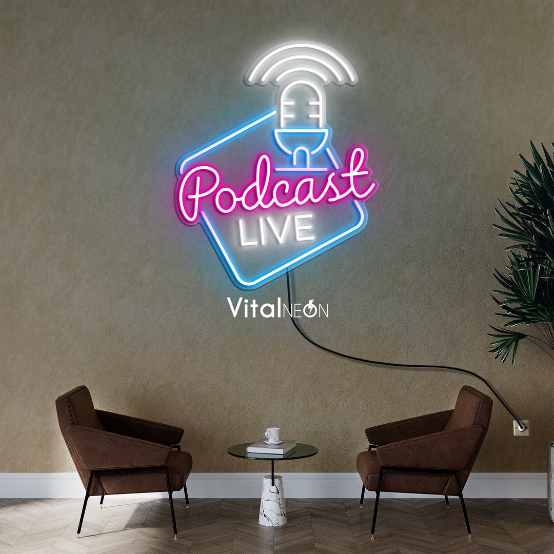 Podcast Live Neon Light, LED Sign, Podcasters and Broadcasting Studios ...