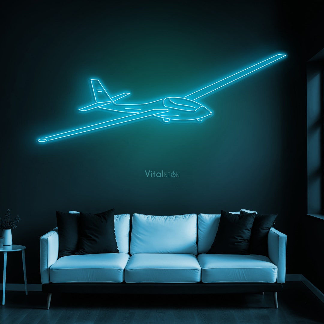 Glider Plane Neon Sign, Flying Glider Plane LED Light, Plane Neon Sign ...
