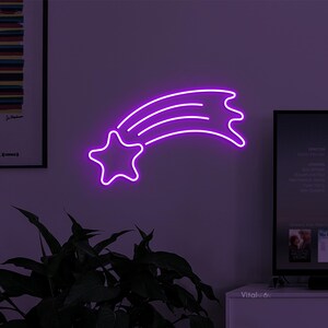 Wishing Star Neon Sign, Wishing Star LED Light, Shooting Star Wall Art ...