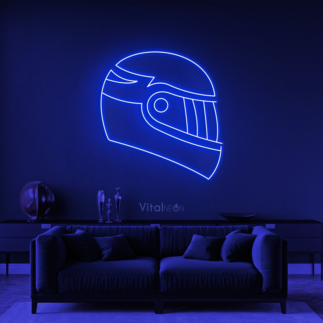 Helmet Neon Light, Bike Helmet Neon Sign, Led Neon Art, Garage and Bike ...