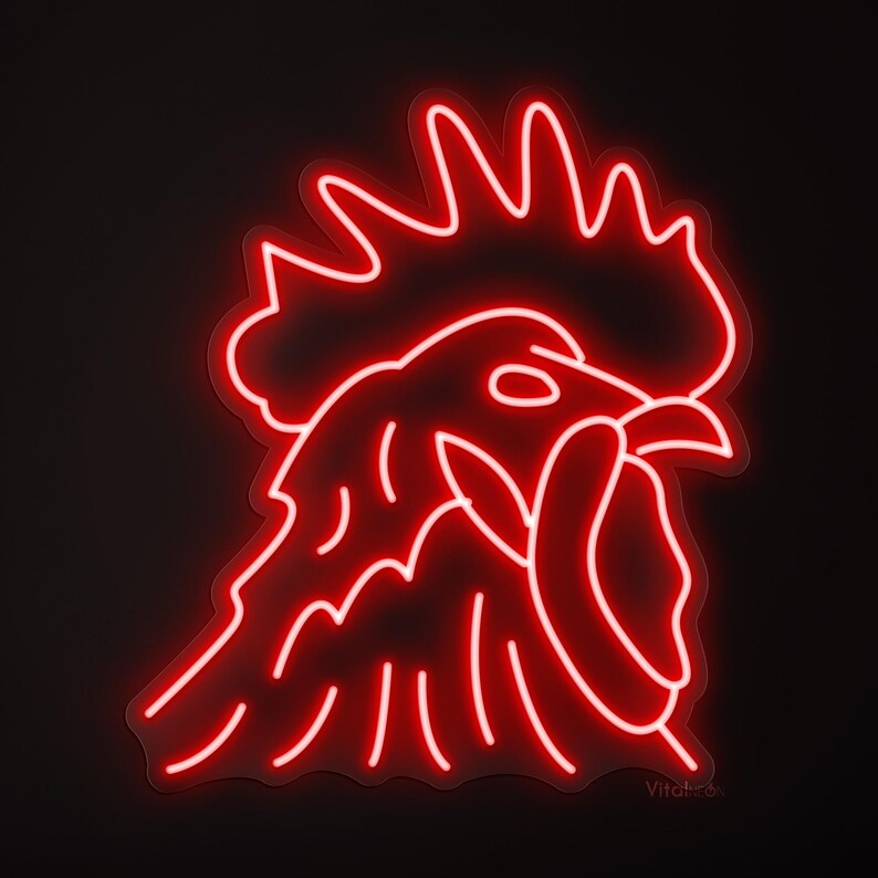 Rooster Head Neon Sign, LED Wall Art for Kitchen Decor, Farmhouse Style ...