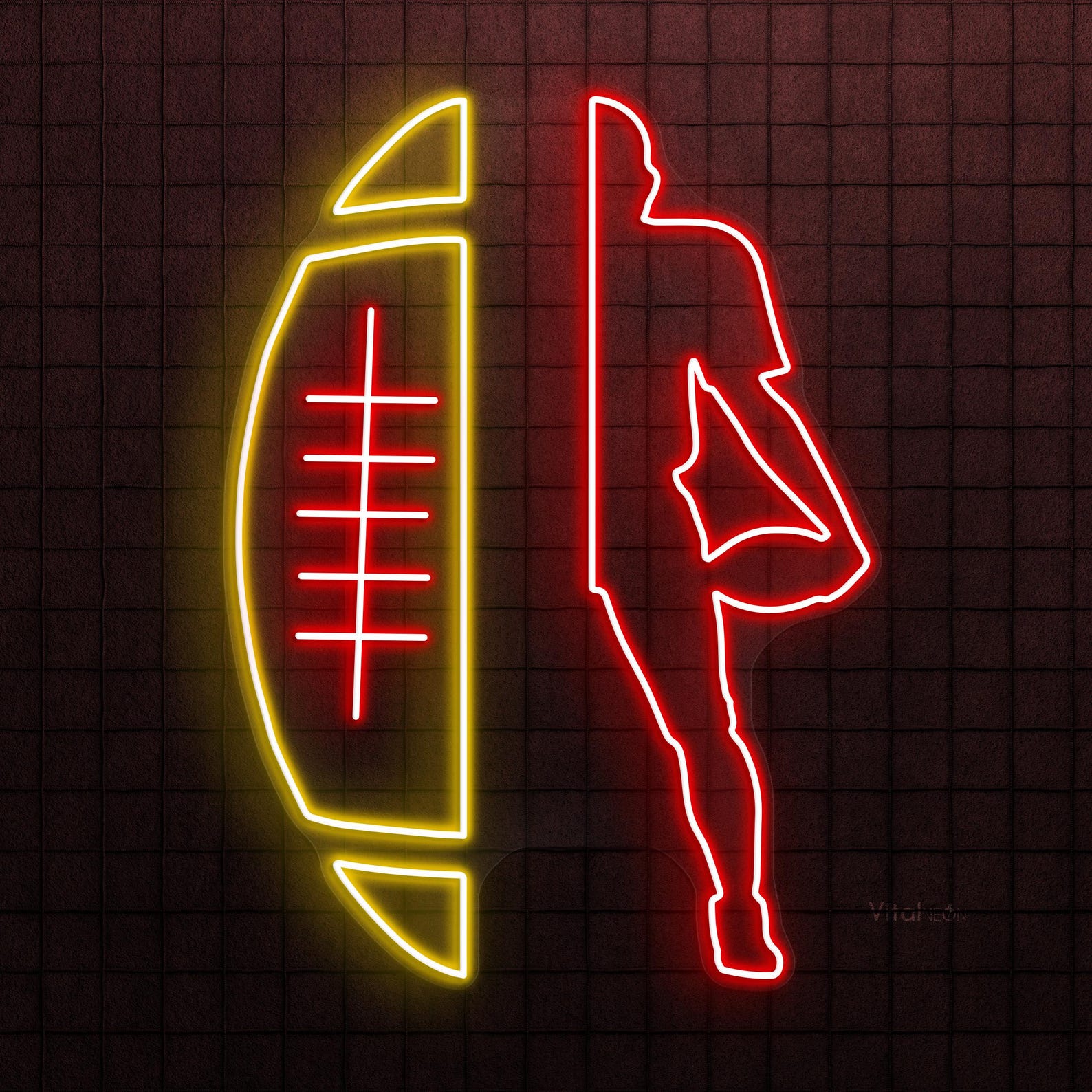 Football Player LED Neon Sign, Game Room Decor - Etsy