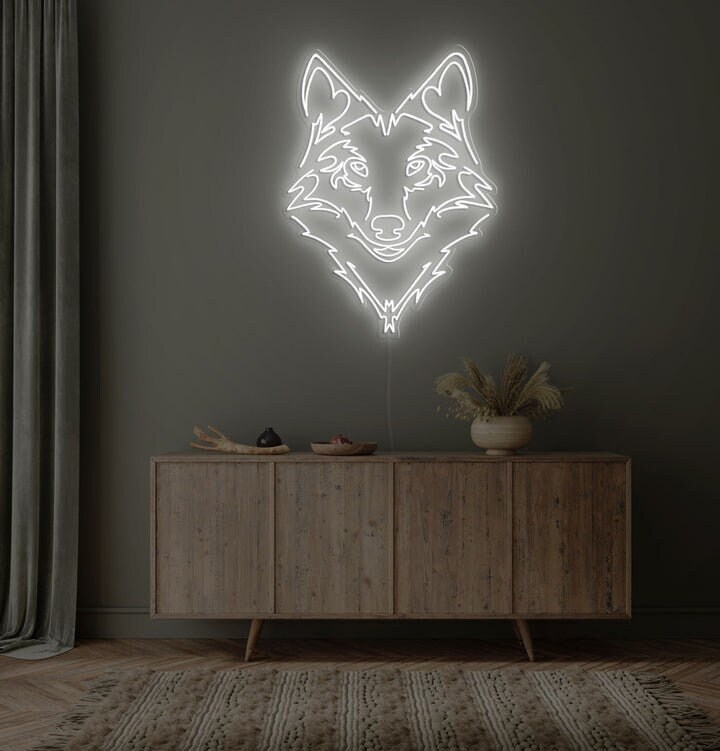 Wolf Neon Sign, LED Wolf Head Light for Unique Room Décor, Animal Theme ...