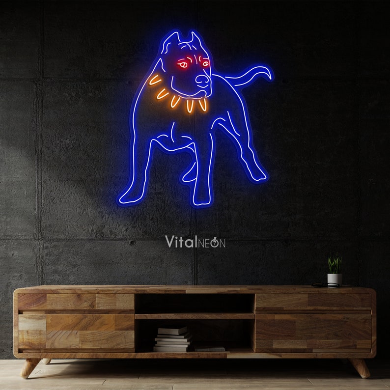 Pitbull LED Neon Light, American Pitbull Terrier Neon Sign, Pet Room ...