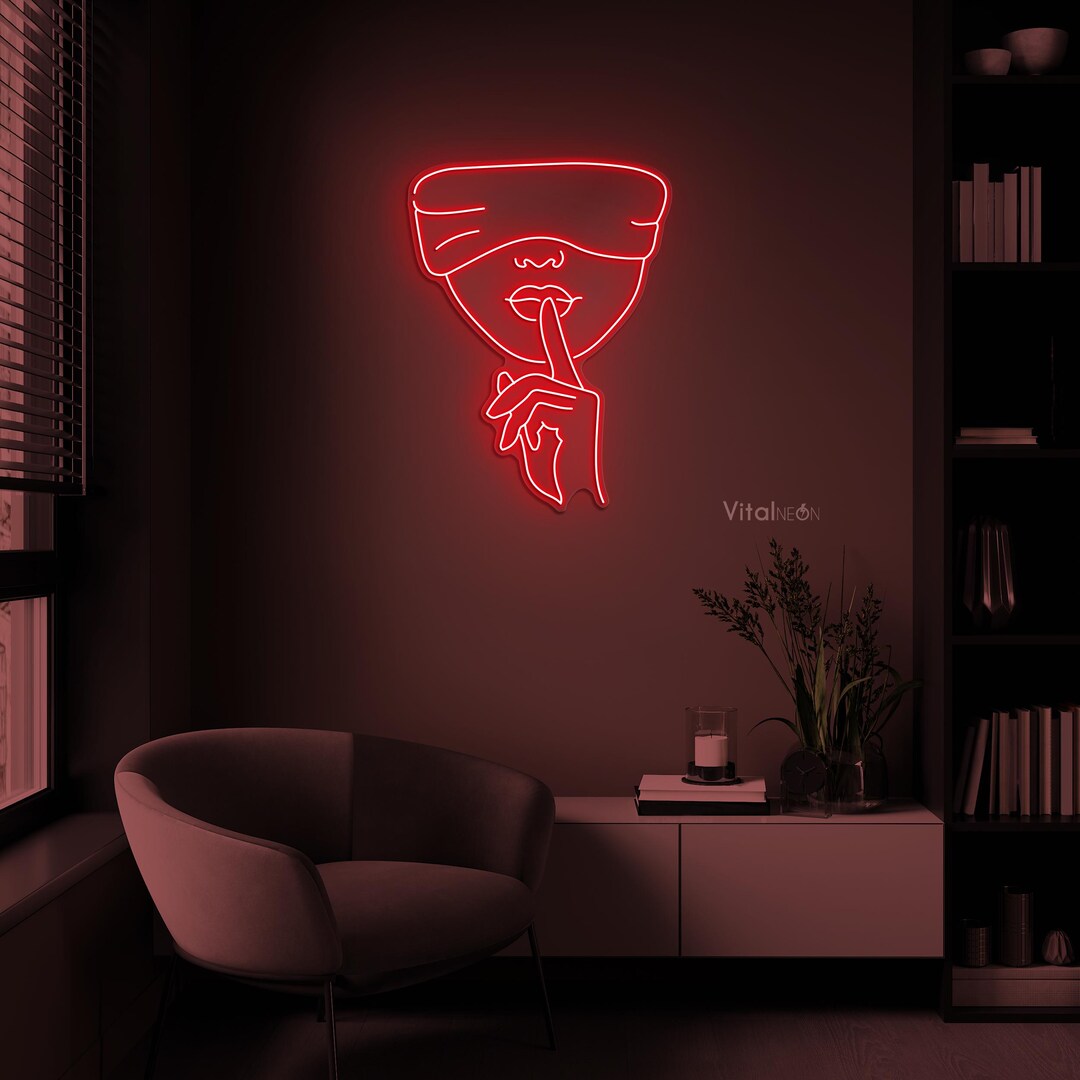 Shhh Face Neon Sign, Shhh Face LED Light, Keep Quiet Wall Decor, Girl ...