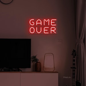 Game Over Neon Sign, Game Over LED Light, Gamer Zone Wall Decor, Arcade ...