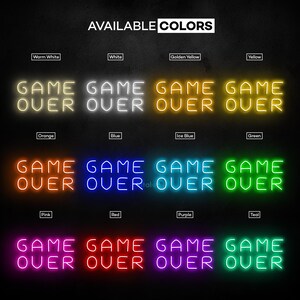 Game Over Neon Sign, Game Over LED Light, Gamer Zone Wall Decor, Arcade ...